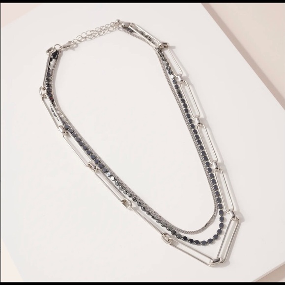 Jewelry | Kara Silver Layered Chains Beads Necklace | Poshmark
